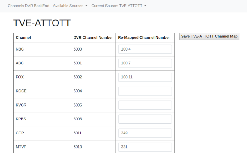 Channels DVR: Remapping Channel Numbers | deedni